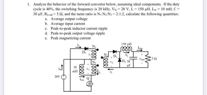 Solved 1. Analyze the behavior of the forward converter | Chegg.com
