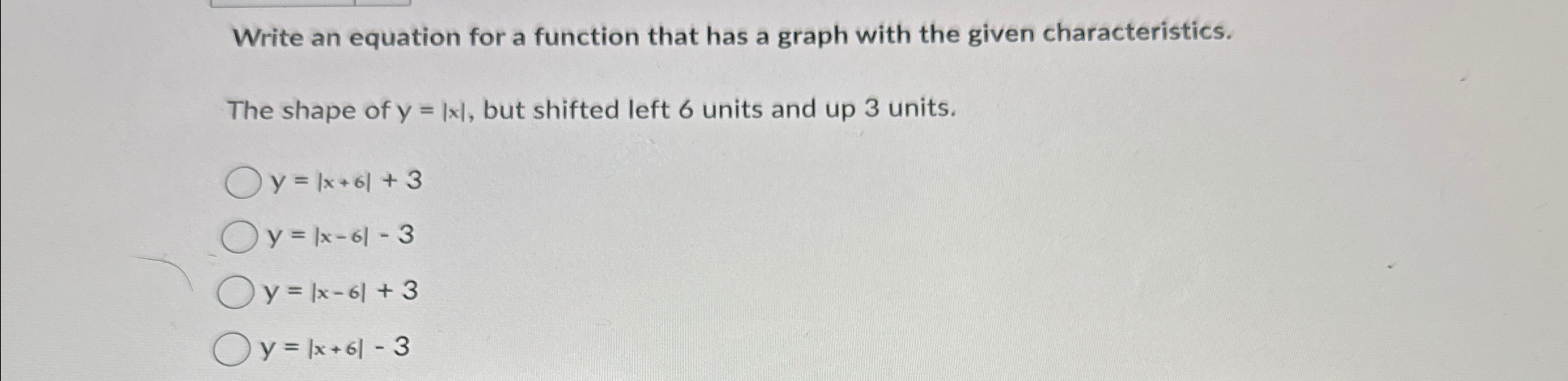 Solved Write an equation for a function that has a graph | Chegg.com