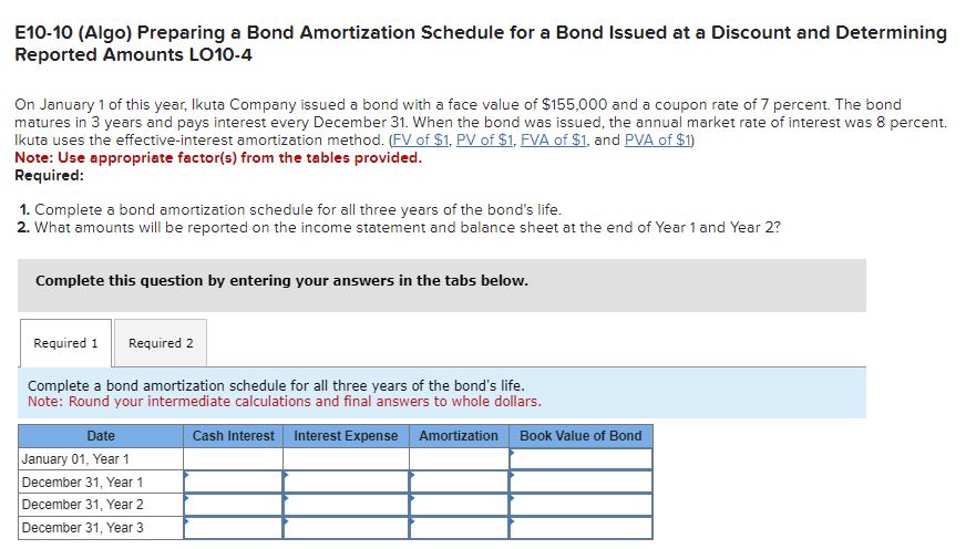 Solved by an EXPERT E10-10 (Algo) ﻿Preparing a Bond Amortization Schedule | Chegg.com