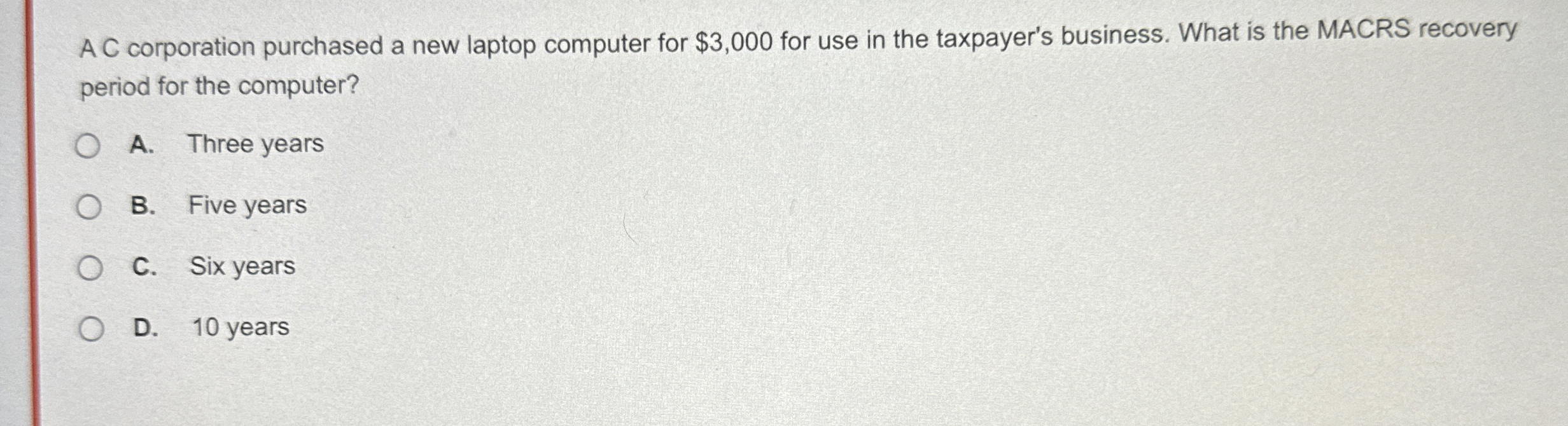 Solved A C corporation purchased a new laptop computer for | Chegg.com