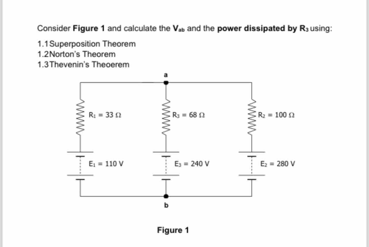 Solved Consider Figure 1 ﻿and calculate the Vab ﻿and the | Chegg.com