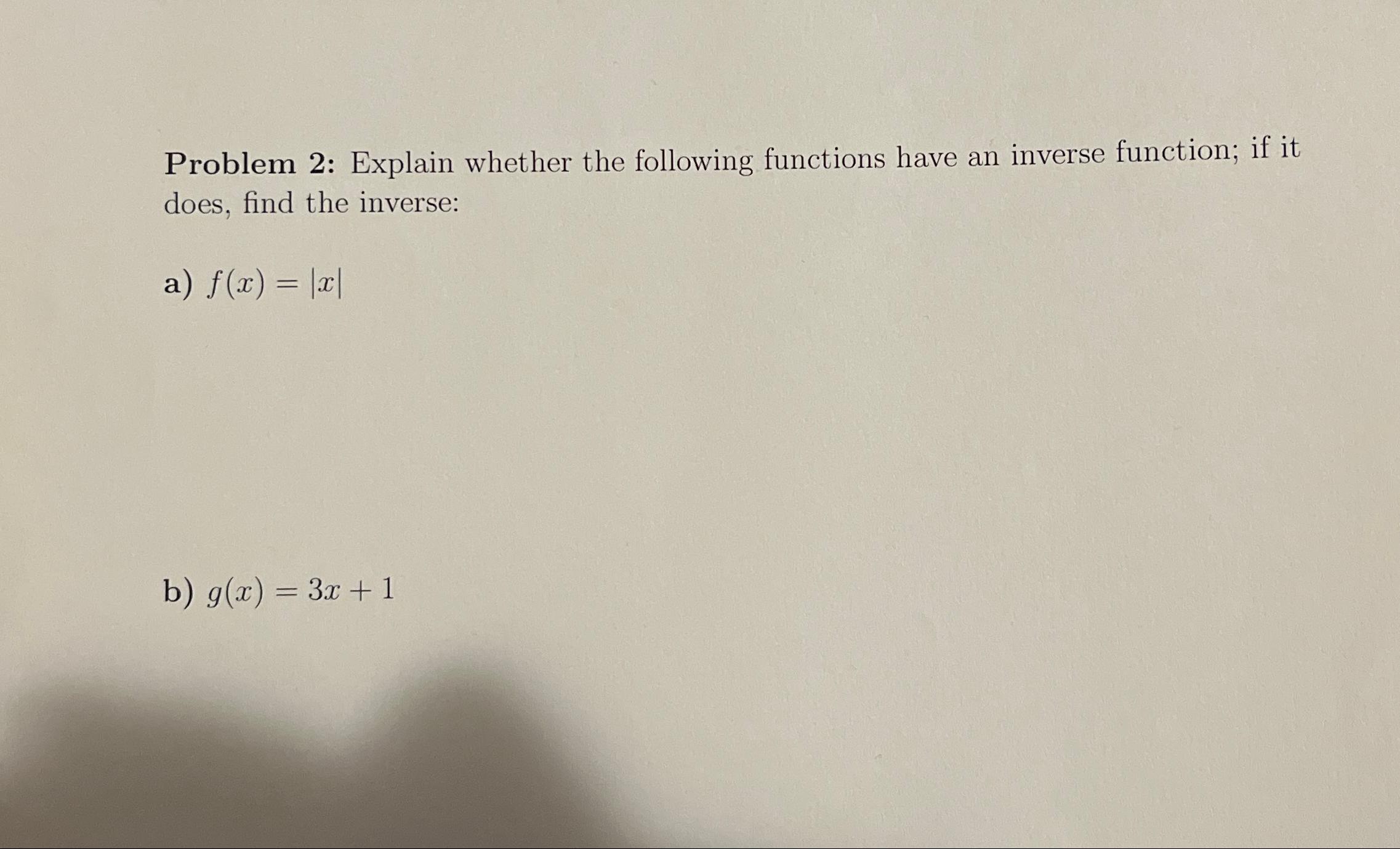 Solved Problem 2: Explain whether the following functions | Chegg.com