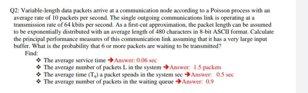 Solved Q2: Variable-length data packets arrive at a | Chegg.com