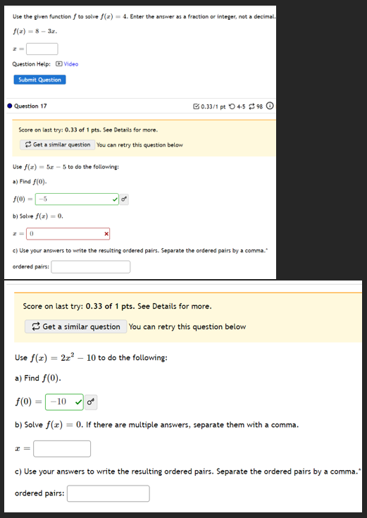 Solved Use the given function f ﻿to solve f(x)=4. ﻿Enter the | Chegg.com