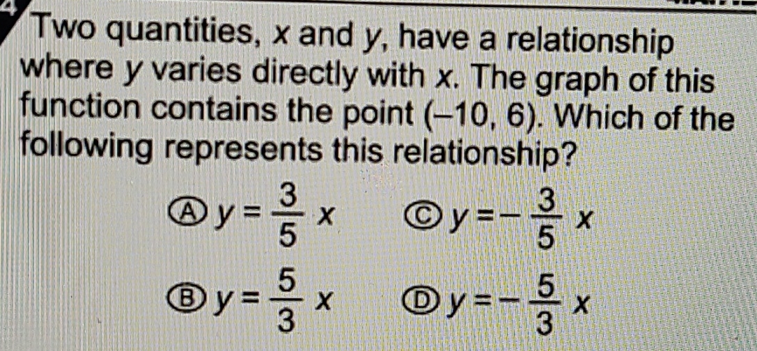 Solved Two quantities, x ﻿and y, ﻿have a relationship where | Chegg.com