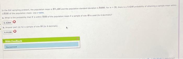 In the EAl sampling problem, the population mean is | Chegg.com