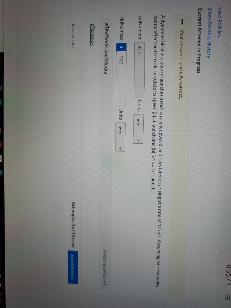 Solved 0.55 / 1 ini View Policies Show Attempt History | Chegg.com