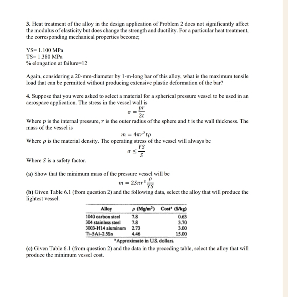 Solved Heat treatment of the alloy in the design application | Chegg.com