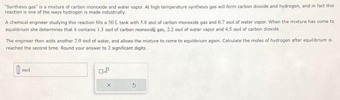 Solved "Synthesis gas" is a mixture of carbon monoxide and | Chegg.com