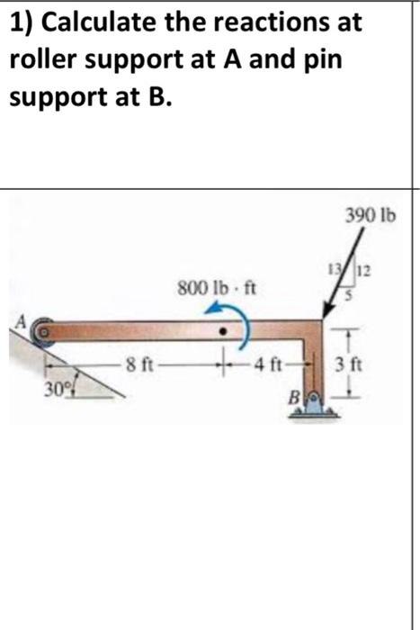 Solved 1) Calculate the reactions at roller support at A and | Chegg.com