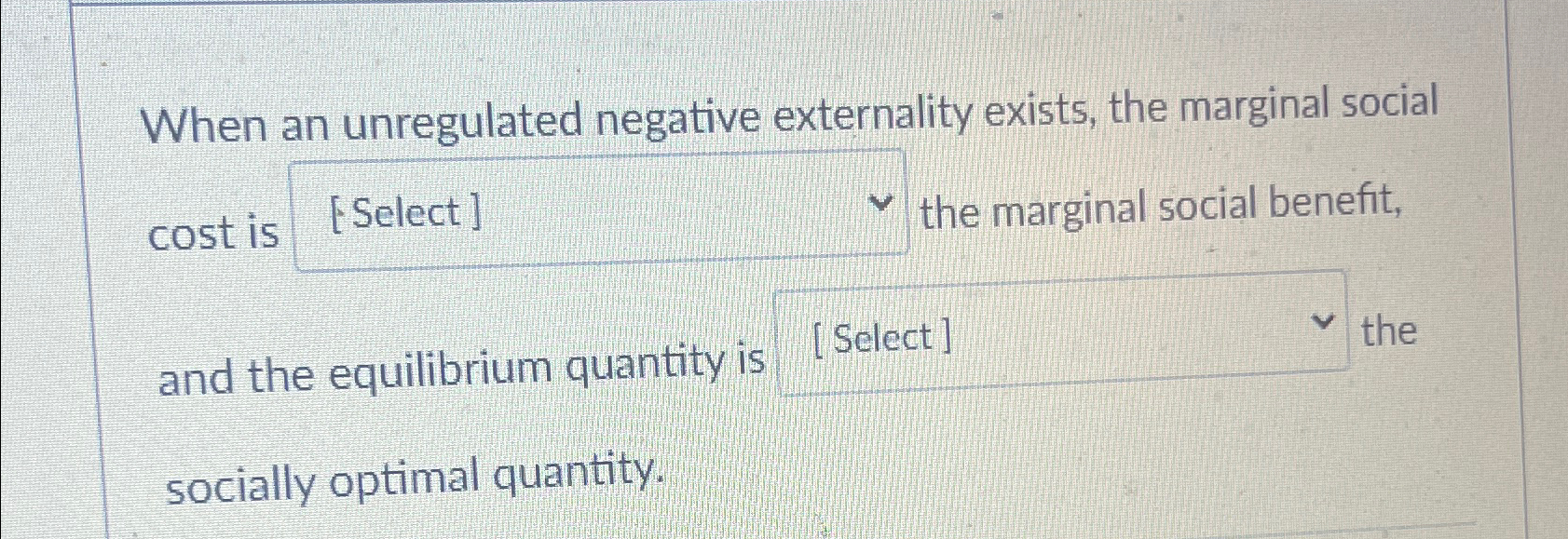 Solved When an unregulated negative externality exists, the | Chegg.com