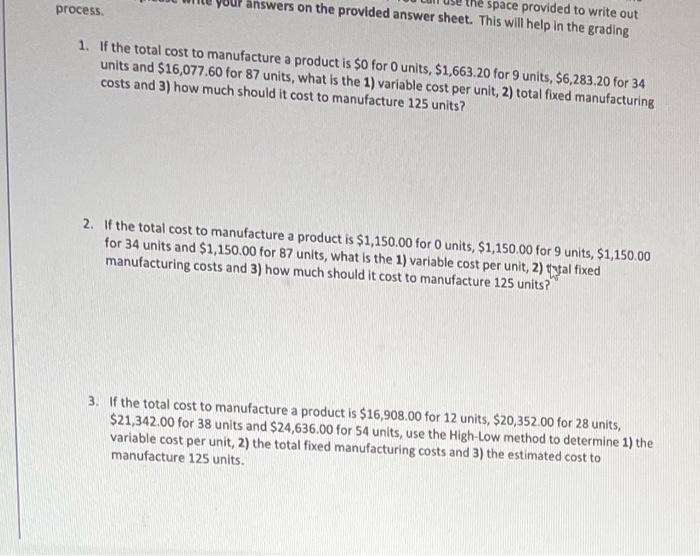Solved space provided to write out BUP answers on the | Chegg.com