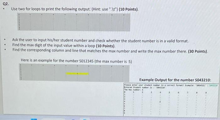Solved - Use two for loops to print the following output. | Chegg.com
