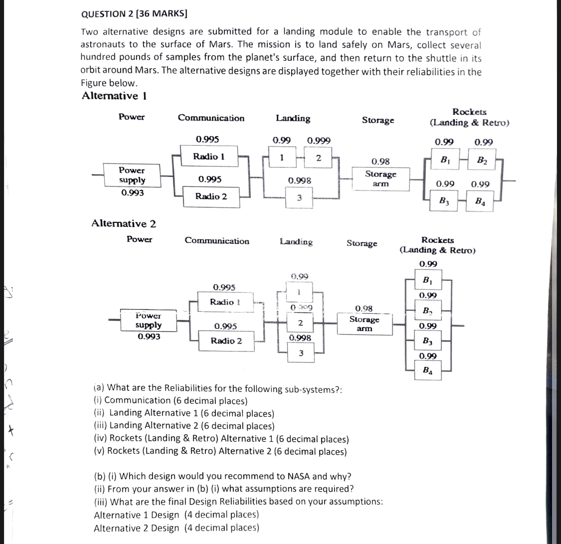 Solved QUESTION 2 [36 ﻿MARKS]Two alternative designs are | Chegg.com