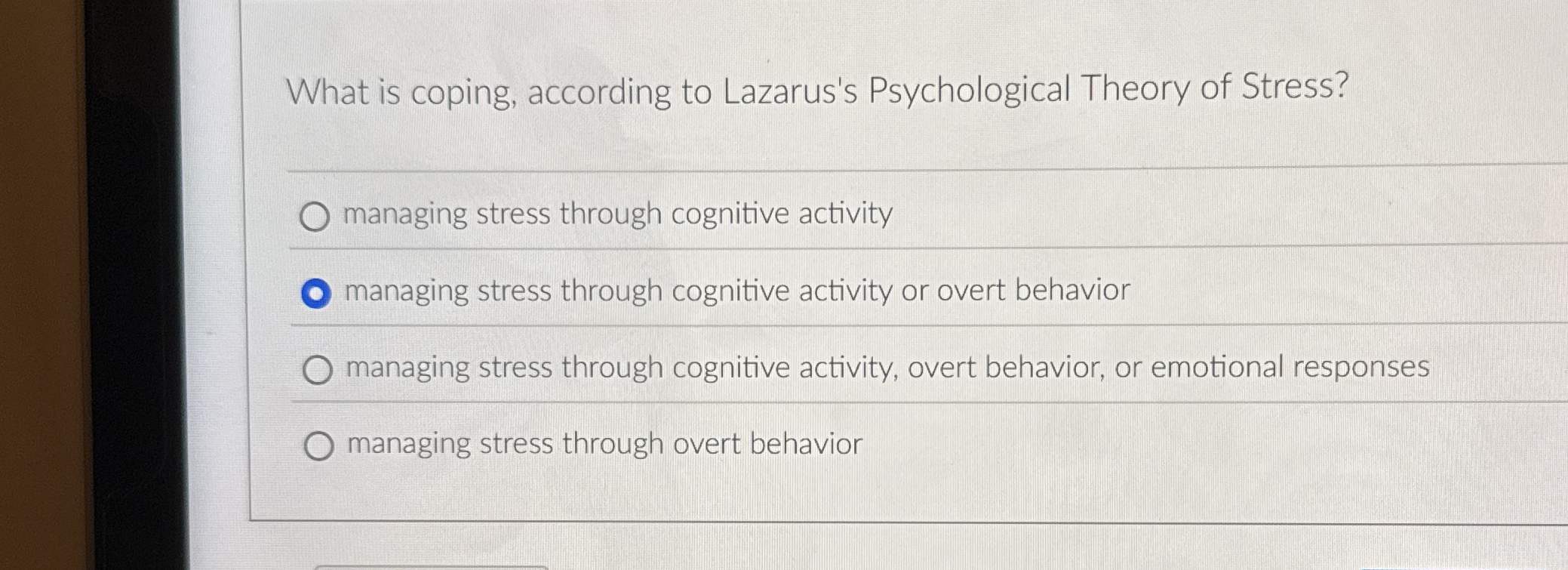 Solved What is coping, according to Lazarus's Psychological | Chegg.com