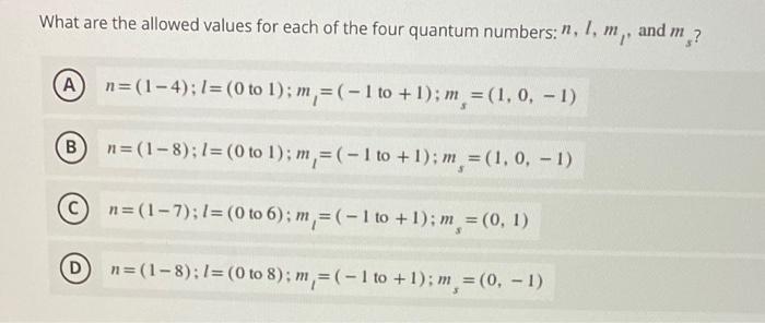 What are the allowed values for each of the four | Chegg.com