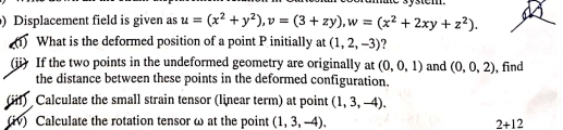 Solved Displacement field is given as | Chegg.com