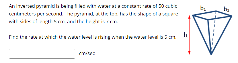 Solved An inverted pyramid is being filled with water at a | Chegg.com