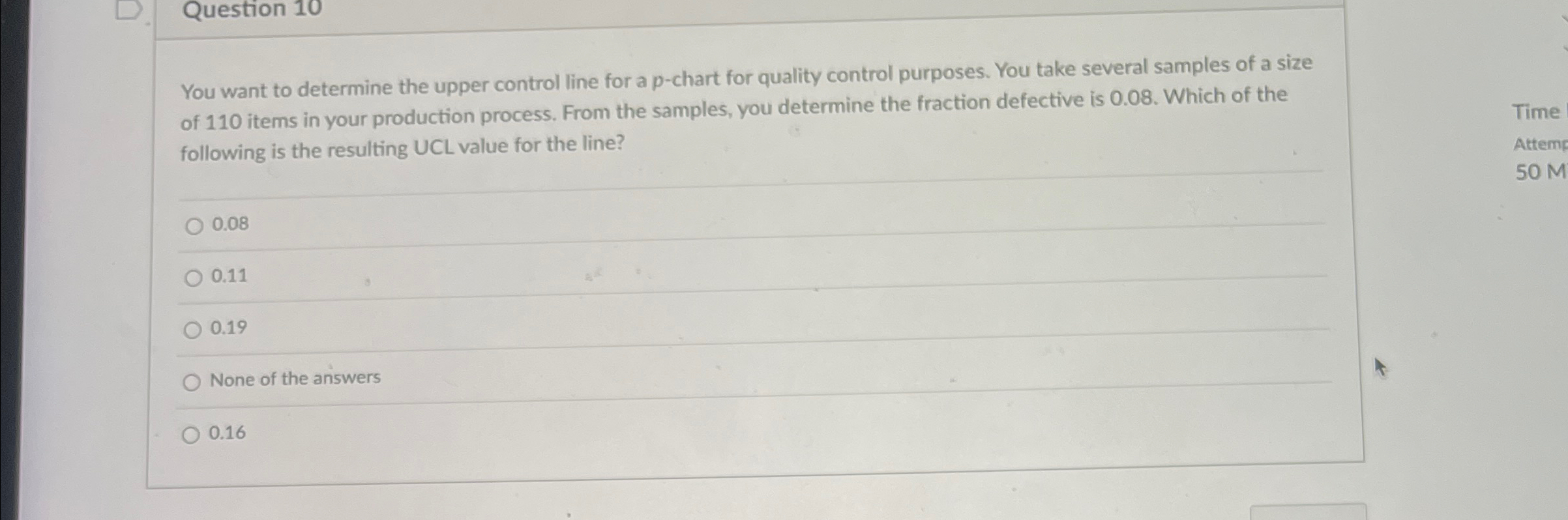 Solved Question 10You want to determine the upper control | Chegg.com