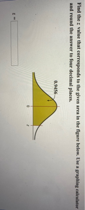 Solved Find the z value that corresponds to the given area | Chegg.com
