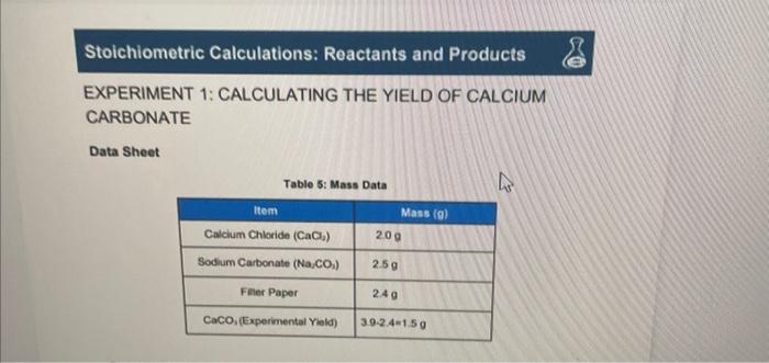 Solved Stoichiometric Calculations: Reactants and Products | Chegg.com