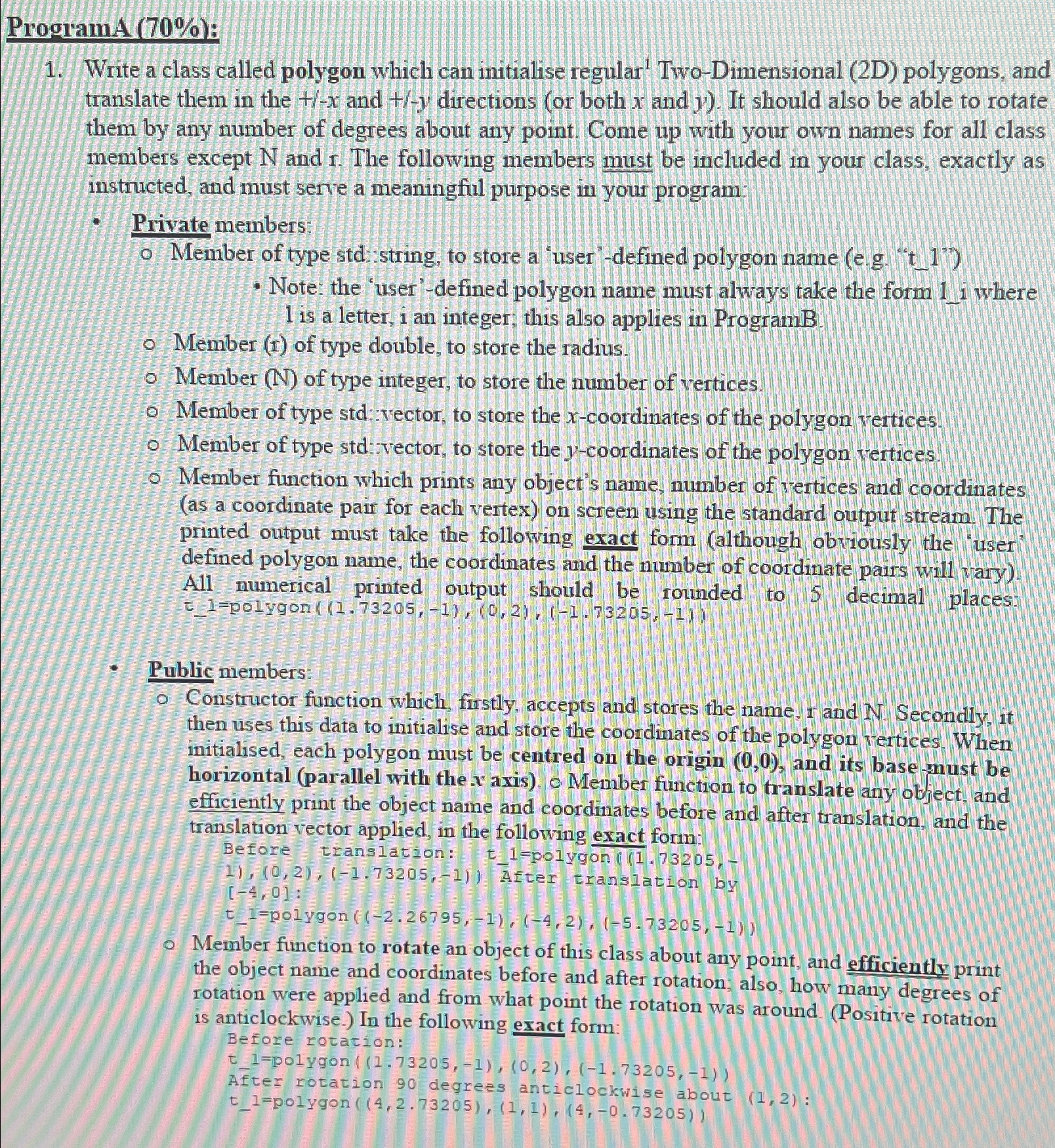 Solved ProgramA (70%)\\nWrite a class called polygon which | Chegg.com