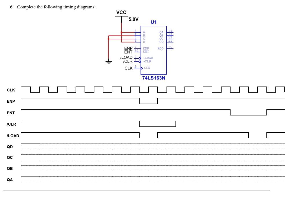 Solved 6. Complete the following timing diagrams: CLK ENP | Chegg.com