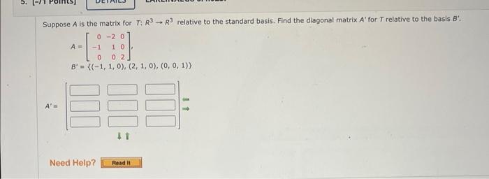 Solved 3. [-/2 Points] Find the standard matrices A and A' | Chegg.com