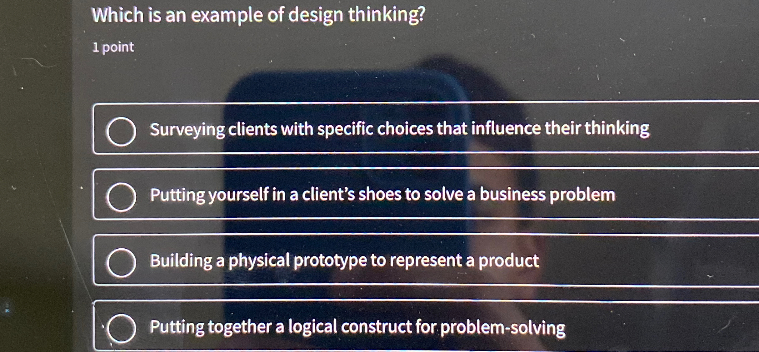 Solved Which is an example of design thinking?1 | Chegg.com