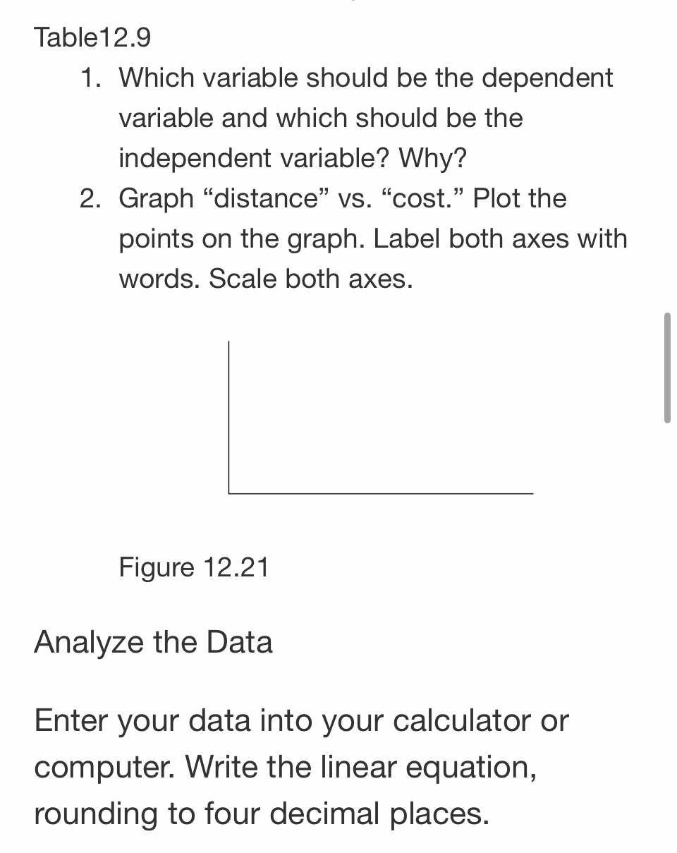 Solved Table12.9 1. Which variable should be the dependent | Chegg.com