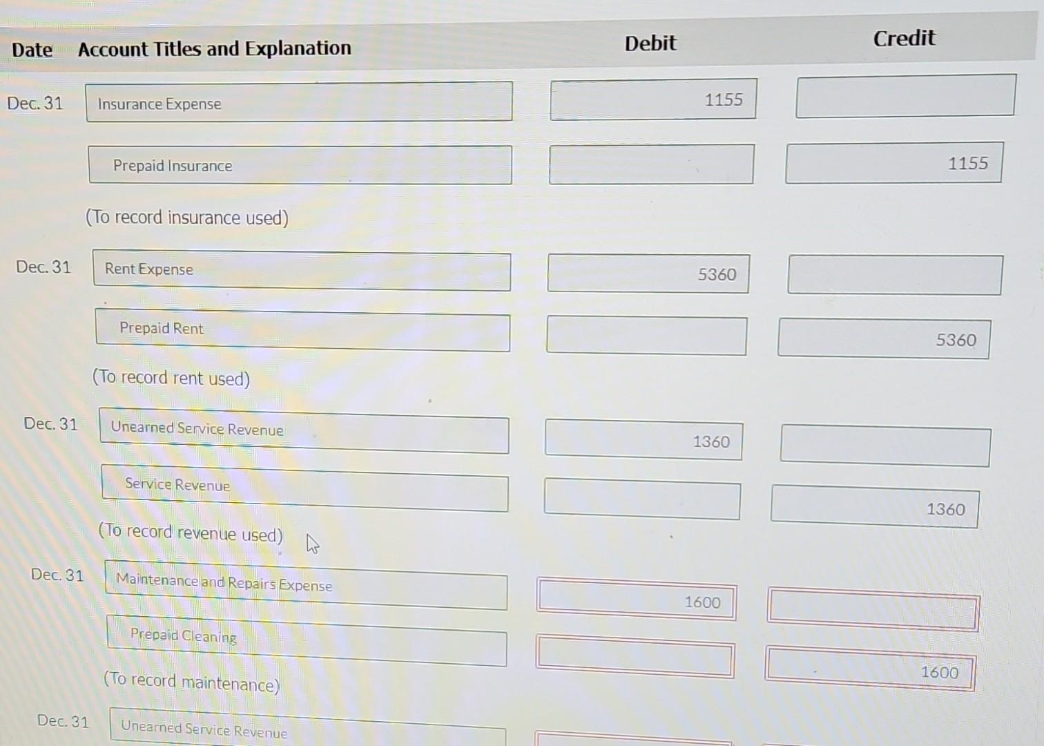 Insurance Expense Rent Expense Maintenance and | Chegg.com