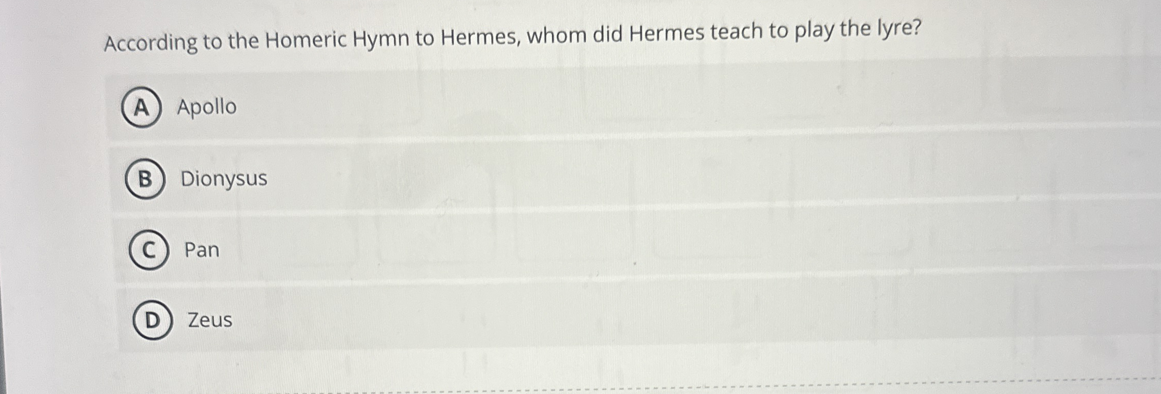 Solved According to the Homeric Hymn to Hermes, whom did | Chegg.com