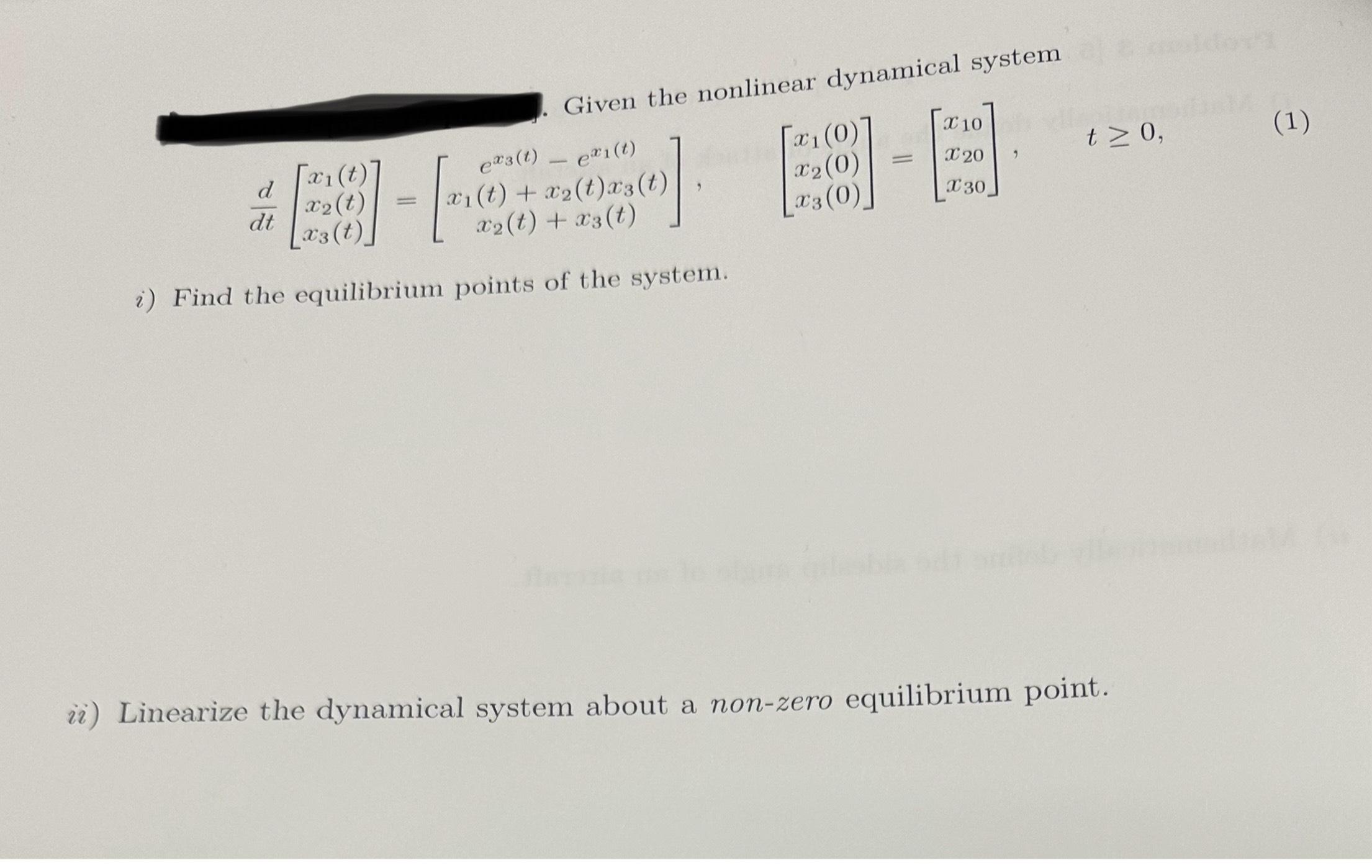 Solved i) ﻿Find the equilibrium points of the system.ii) | Chegg.com