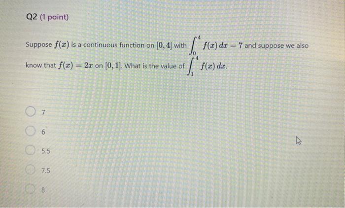 Solved Suppose f(x) is a continuous function on [0,4] with | Chegg.com