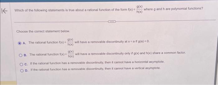 Solved Which of the following statements is true about a | Chegg.com