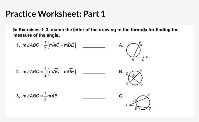 Solved Practice Worksheet: Part 1 In Exercises 1–3, match | Chegg.com