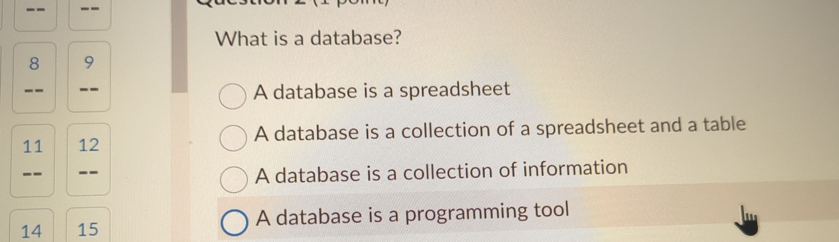 Solved What is a database?A database is a spreadsheetA | Chegg.com