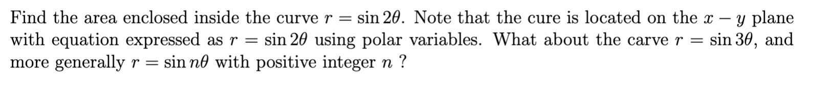 Solved Find the area enclosed inside the curve r=sin2θ. | Chegg.com