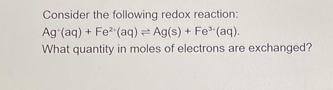 Solved Consider the following redox | Chegg.com