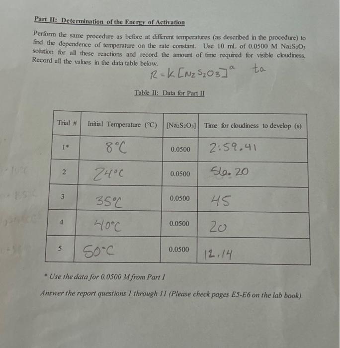Temperature of water bath: 24/0C Perform all four | Chegg.com