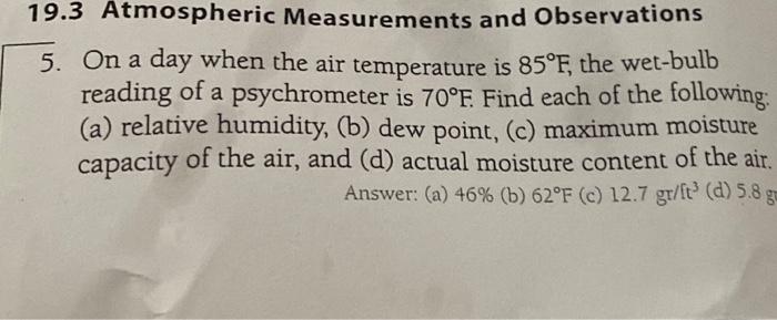 Solved A psychrometer has a dry-bulb reading of 90°F and a | Chegg.com