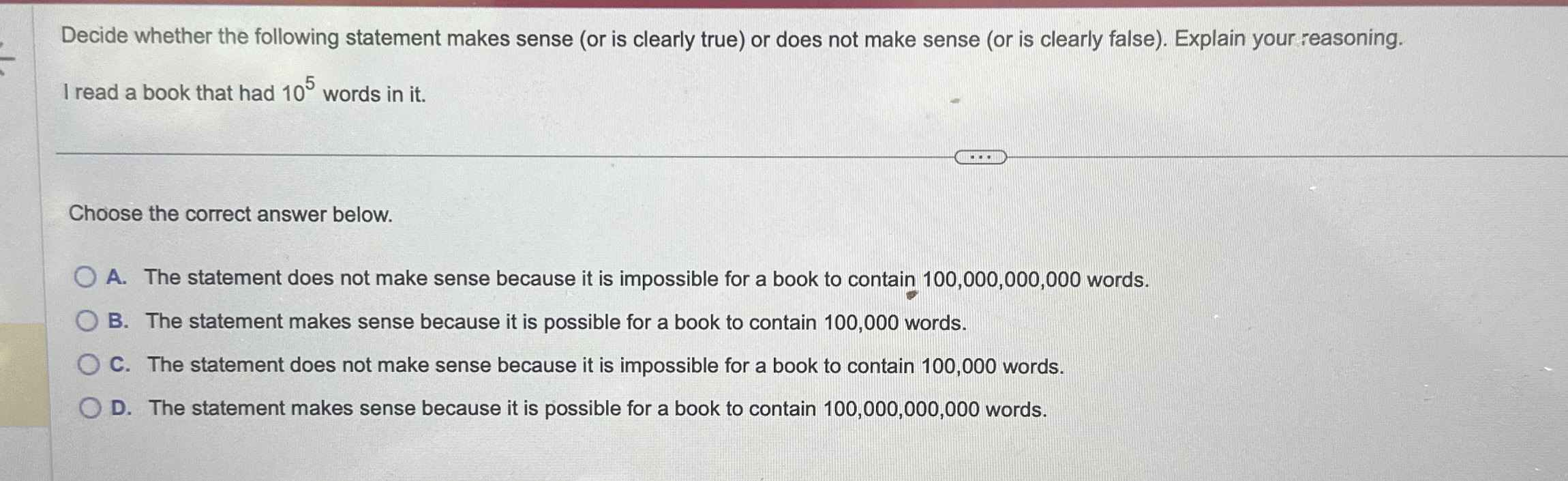 Solved Decide whether the following statement makes sense | Chegg.com