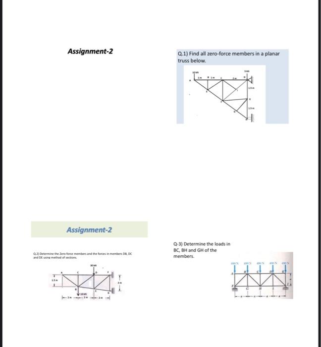 Solved Assignment-2 Q.1) Find all zero-force members in a | Chegg.com