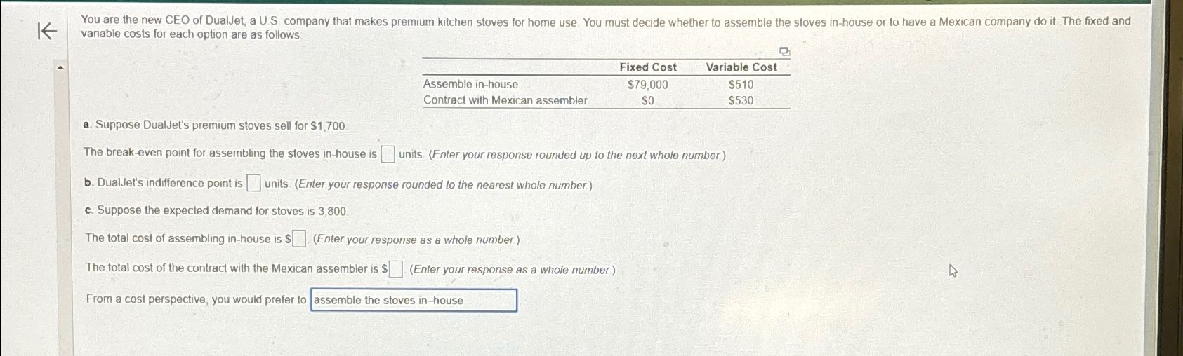 Solved variable costs for each option are as | Chegg.com
