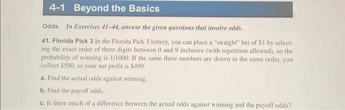Solved 4-1 Beyond the Basics Odds. In Exercises 41-44, | Chegg.com