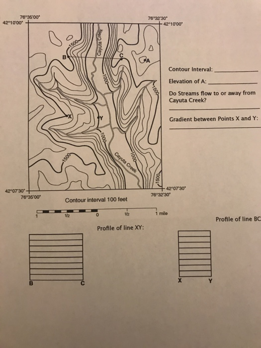 Solved 76 3230 76 3500 42°1000 42°10'00 GA Contour Interval: | Chegg.com