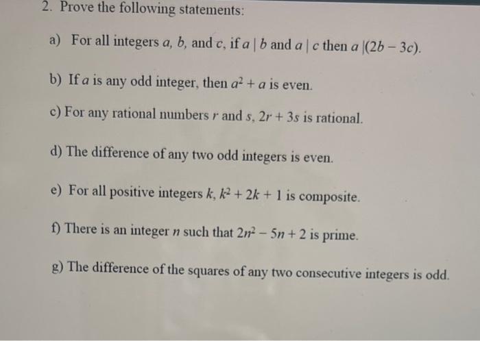 Solved a) For all integers a,b, and c, if a∣b and a∣c then | Chegg.com