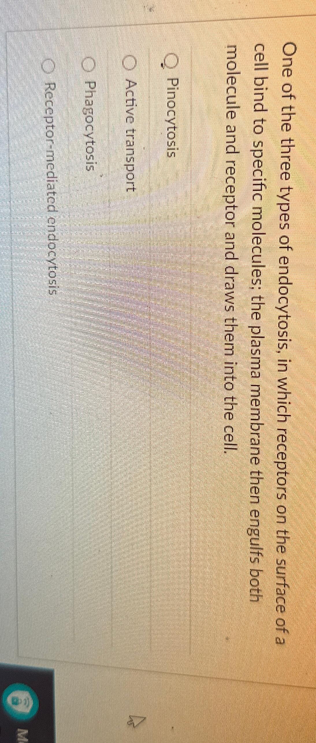 Solved One of the three types of endocytosis, in which | Chegg.com