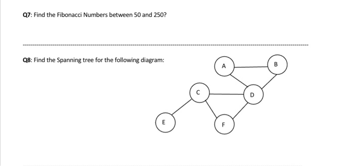 Solved Q7: Find the Fibonacci Numbers between 50 and 250? | Chegg.com