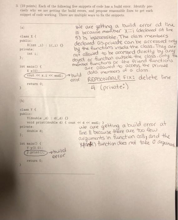 Solved 3. (10 points) Ench of the following five snippets of | Chegg.com